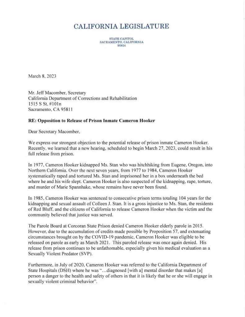 Letter to the Department of Corrections and Rehabilitation Opposing the ...